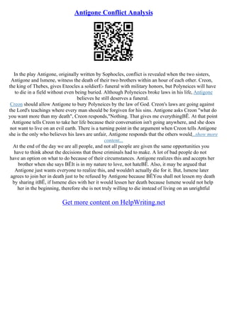 Antigone Analysis Essay | PDF