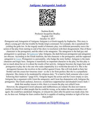 Antigone Analysis Essay | PDF