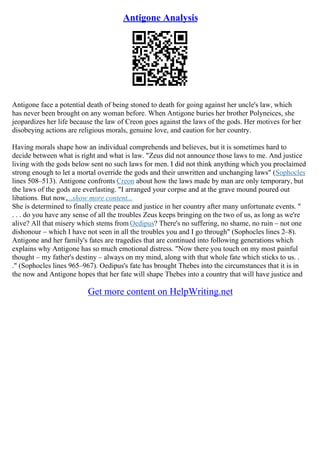 Antigone Analysis Essay | PDF