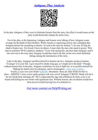 Antigone Analysis Essay | PDF
