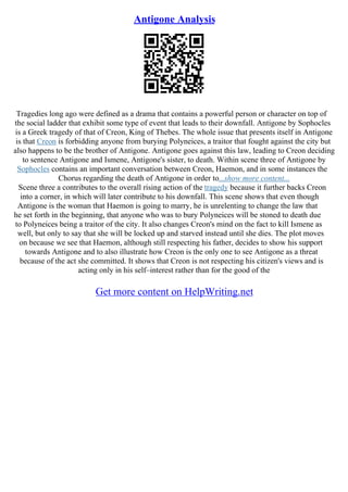Antigone Analysis Essay | PDF