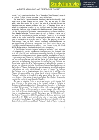 ANTIGONE AT COLONUS AND THE END(S) OF TRAGEDY | PDF