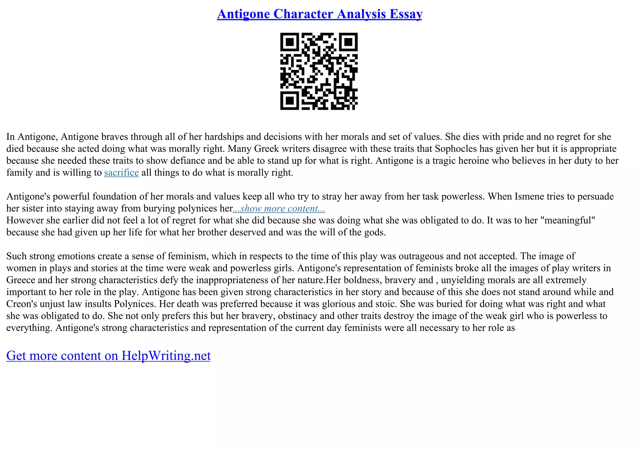 Antigone Character Analysis Essay | PPT