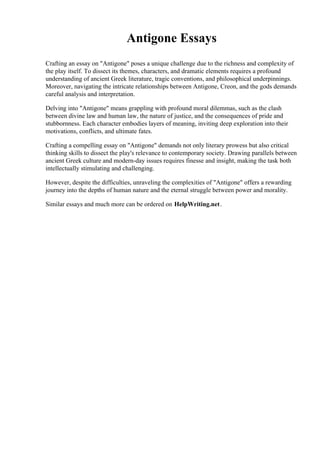 Antigone Essays. Tomball Memorial High School | PDF