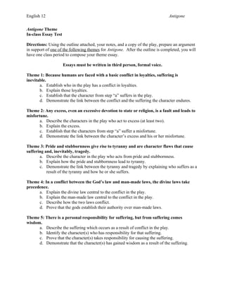 Antigone theme essay | DOC