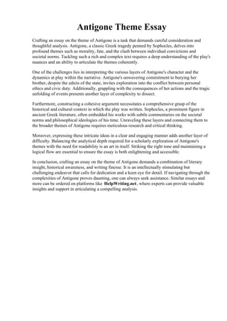 Antigone Theme Essay | PDF