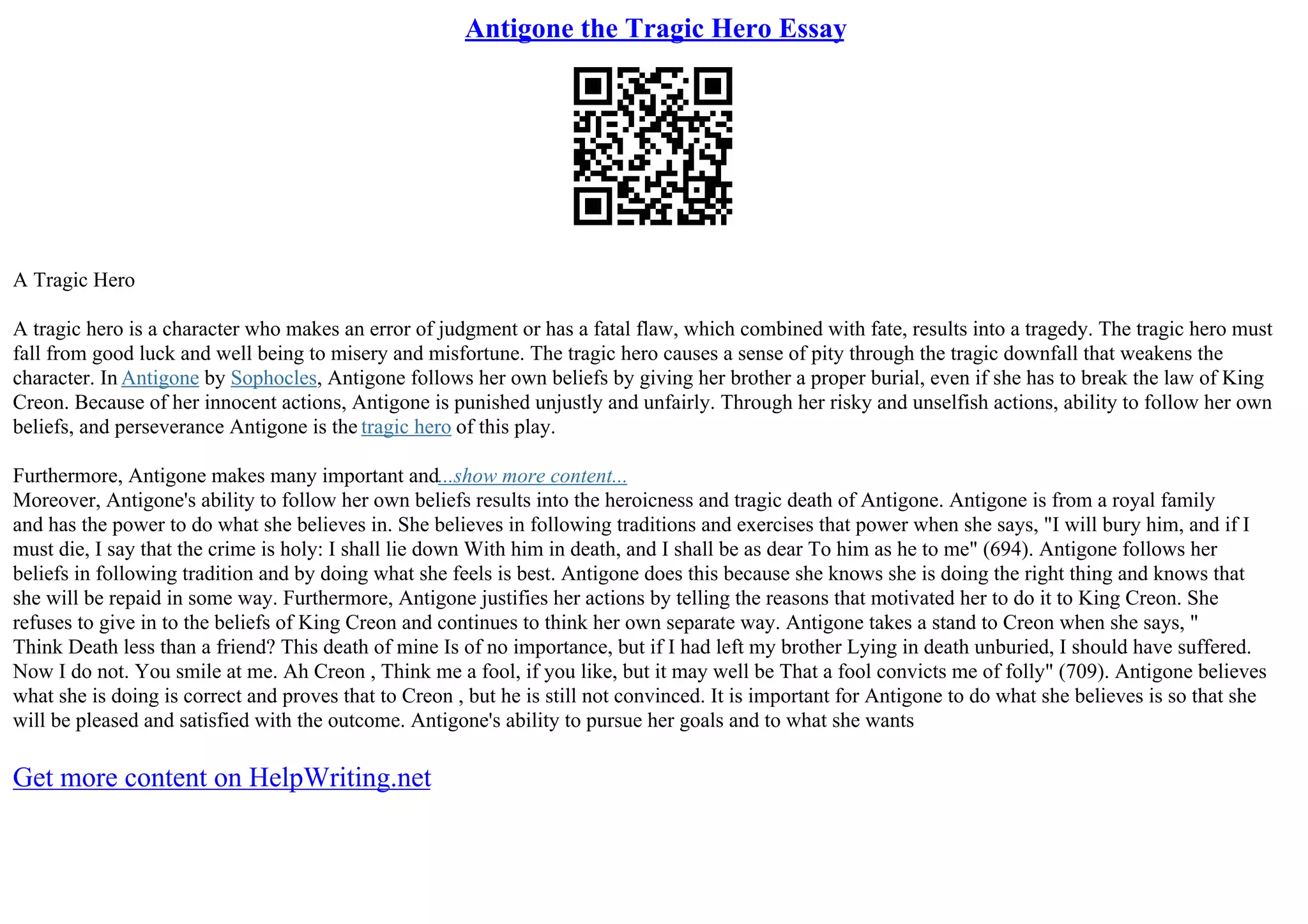Antigone The Tragic Hero Essay | PPT