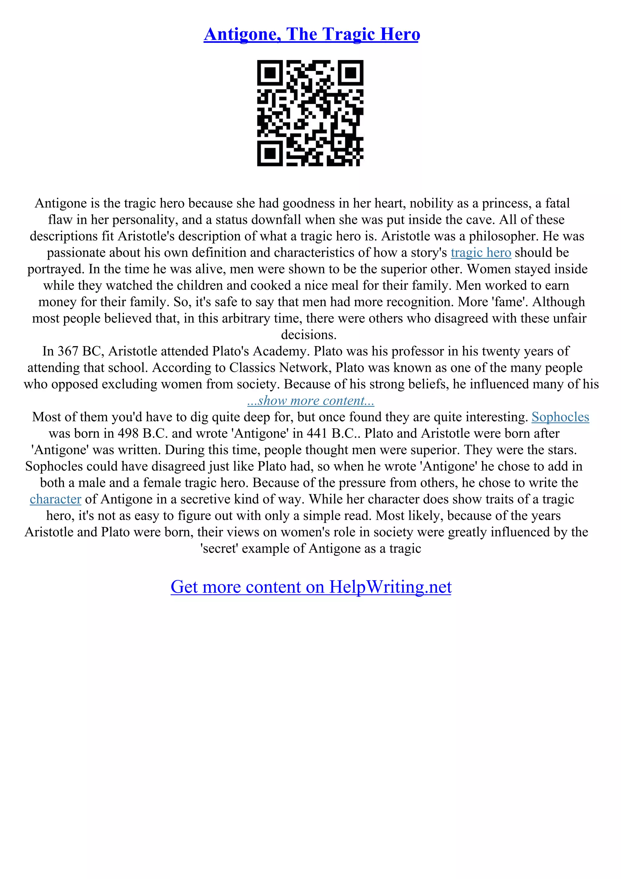 Antigone Tragic Hero Essay | PDF