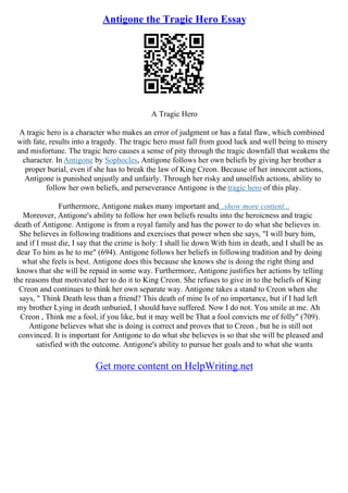Antigone Tragic Hero Essay | PDF