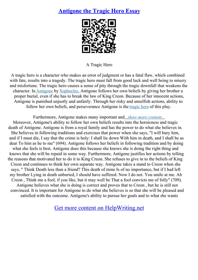 Antigone Tragic Hero Essay | PDF