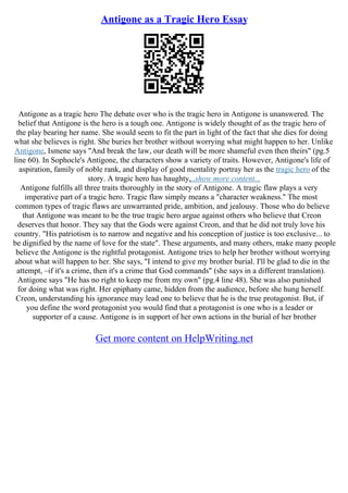 Antigone Tragic Hero Essay | PDF