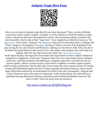 Antigone Tragic Hero Essay | PDF