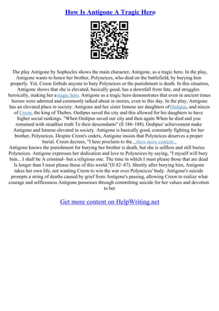 Antigone Tragic Hero Essay | PDF