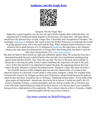 Antigone Tragic Hero Essay | PDF
