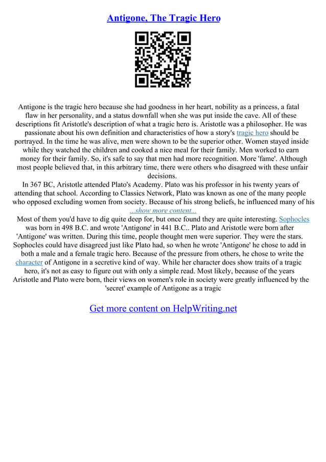 Antigone Tragic Hero Essay | PDF