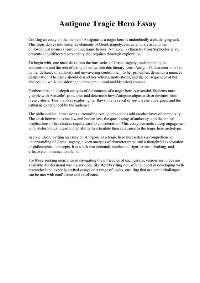 Antigone Tragic Hero Essay. University of Tulsa | PDF
