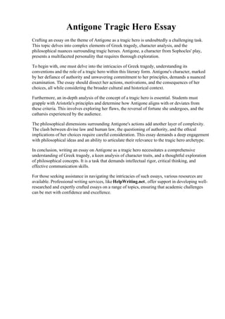 Antigone Tragic Hero Essay | PDF