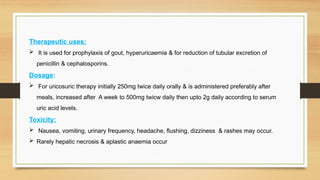 PHARMACOLOGY OF ANTIGOUT DRUGS ( GOUT TREATMENT) | PPTX