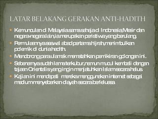 Anti Hadith Di Malaysia Interne | PPT
