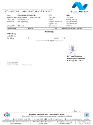 Anti hb sag report | PDF