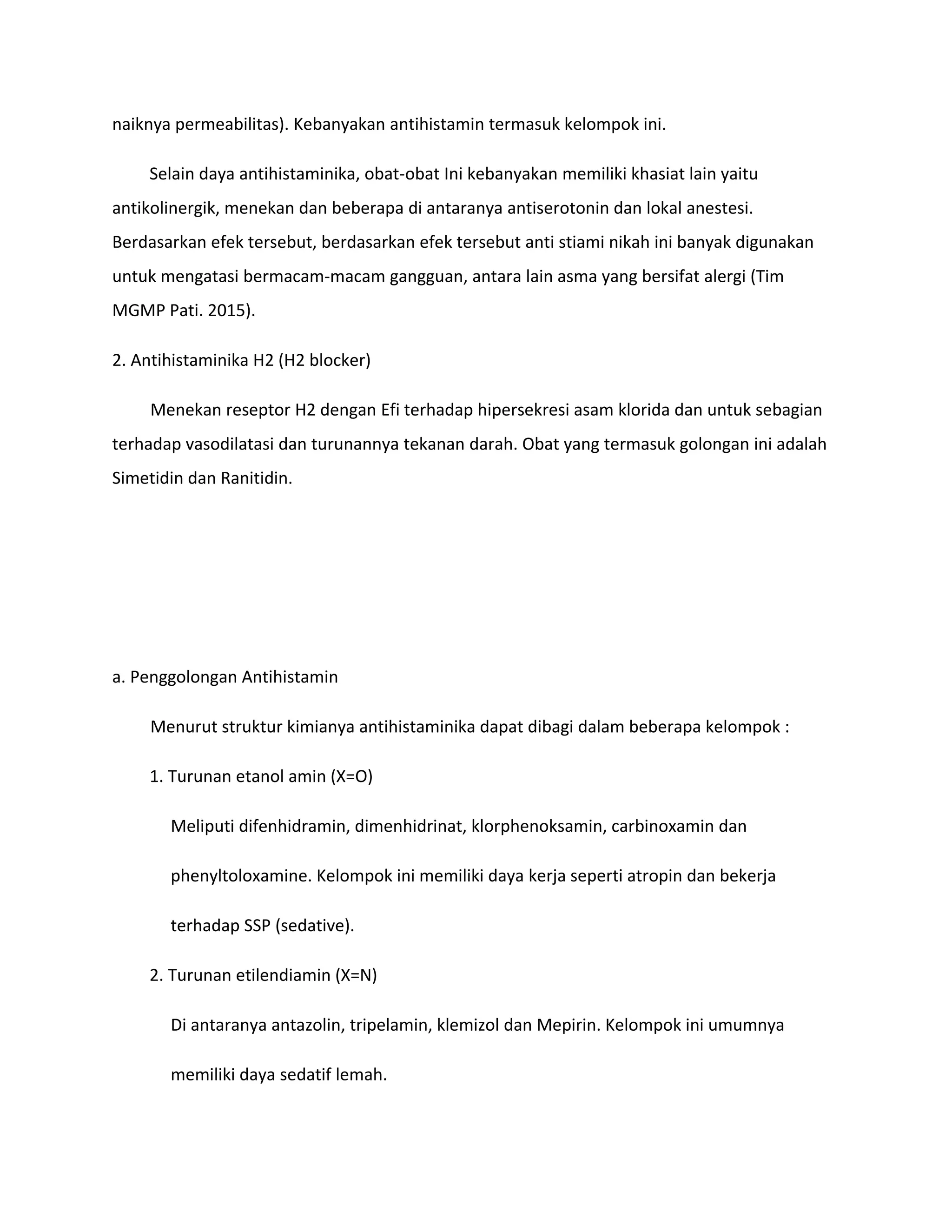 Antihistamin FARMAKOLOGI 2 AKADEMI FARMASI SANDI KARSA MAKASSAR | DOC
