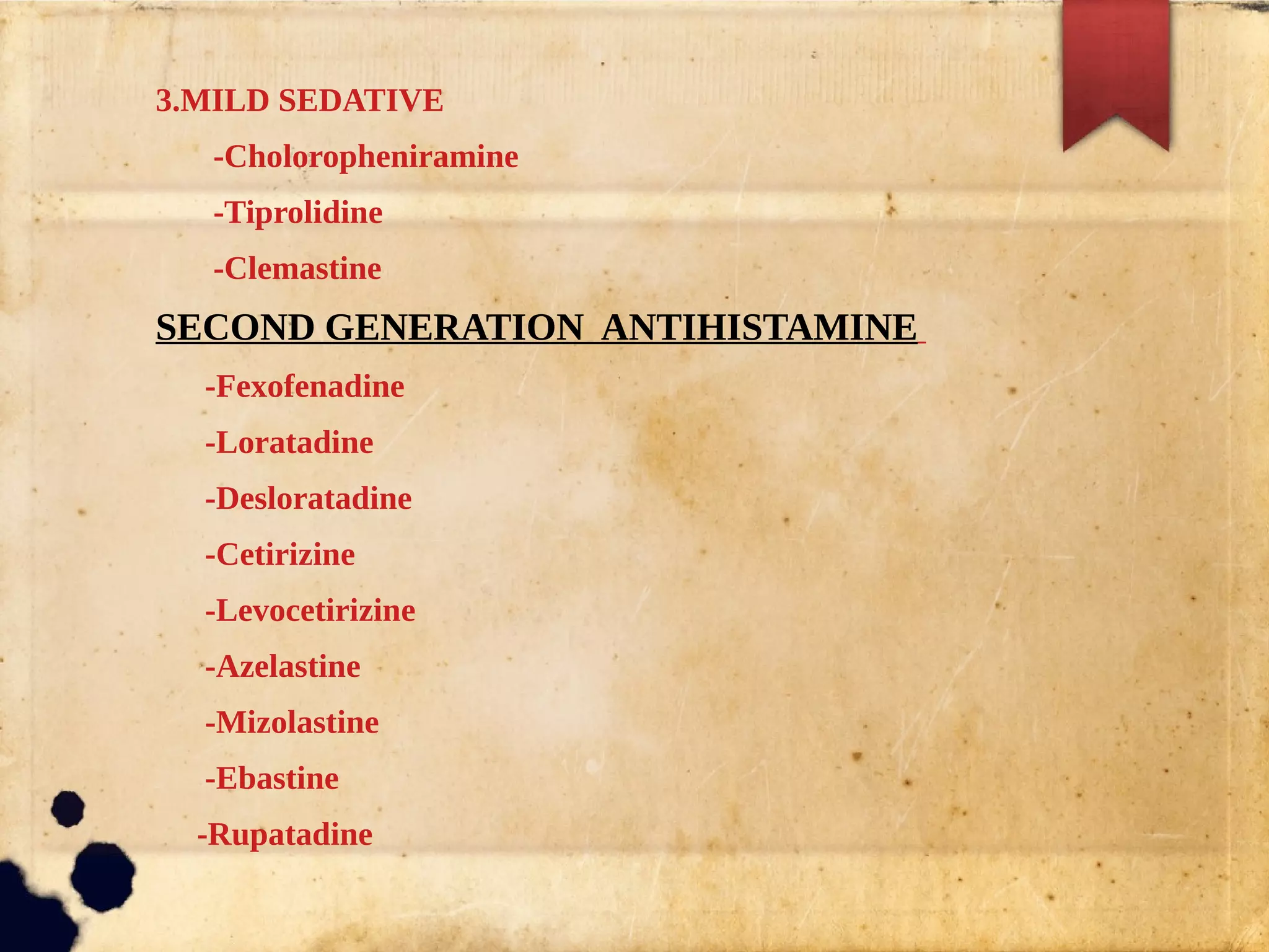 Anti histamine.First generation, second generation,Antagonism of ...