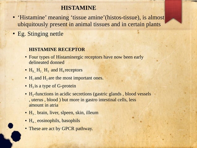 Anti histamine.First generation, second generation,Antagonism of ...