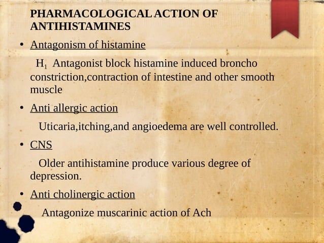 Anti histamine.First generation, second generation,Antagonism of ...
