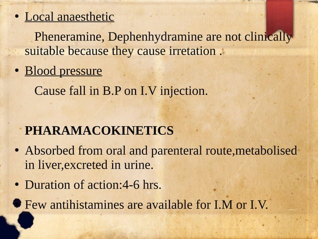 Anti histamine.First generation, second generation,Antagonism of ...
