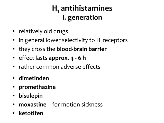Histamins and Antihistamines.ppt histamins classitifcations and ...