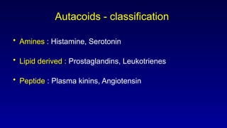 Autacoids, Histamines, Antihistamines and their pharmacology | PPTX
