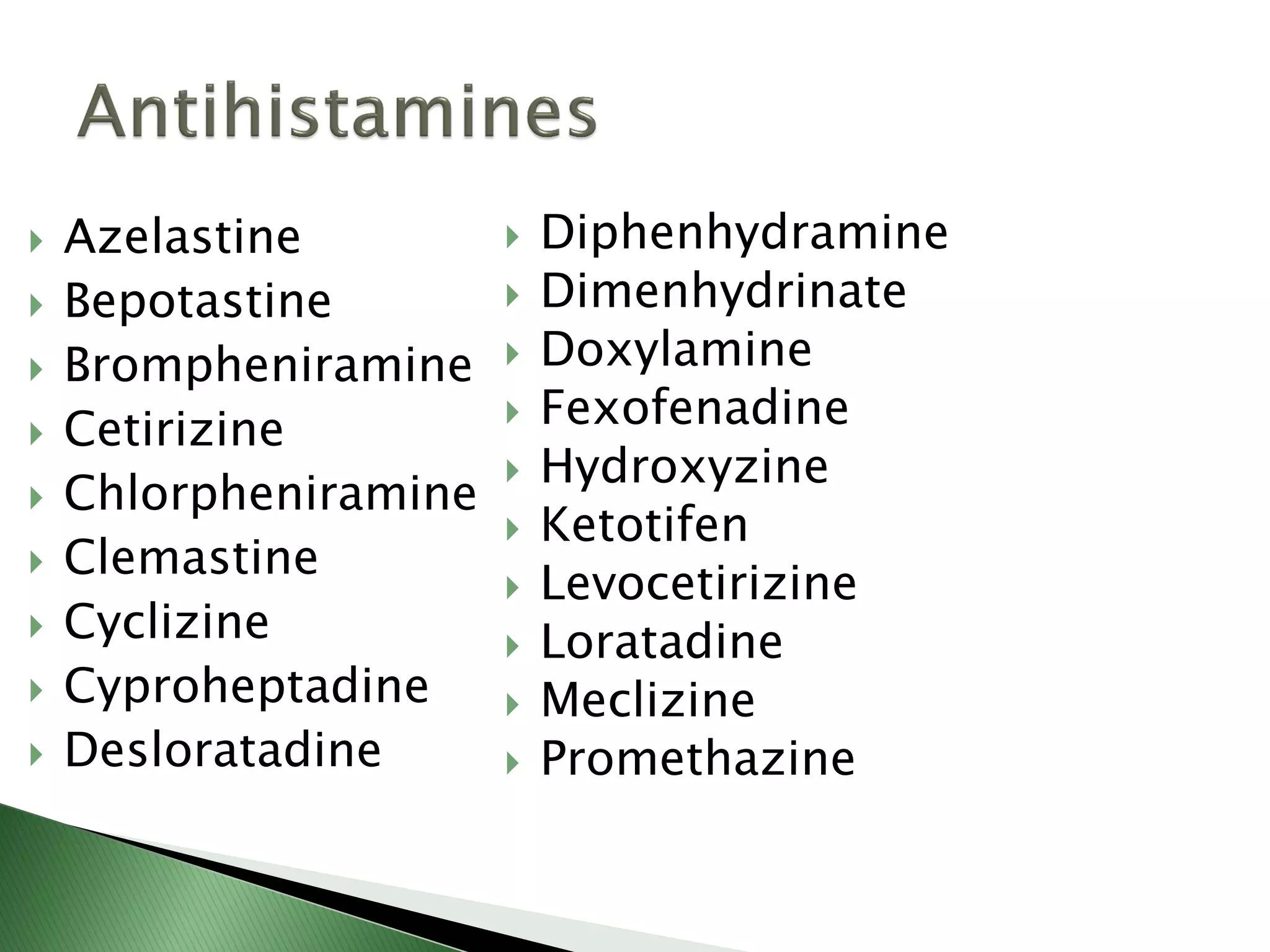 Antihistamines - Pharmacology | PDF