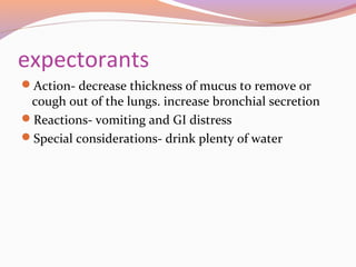 Antihistamines, antitussives, decongestants, expectorants | PPT