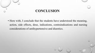 Antihypertensive and diuretics action& side effects.pptx