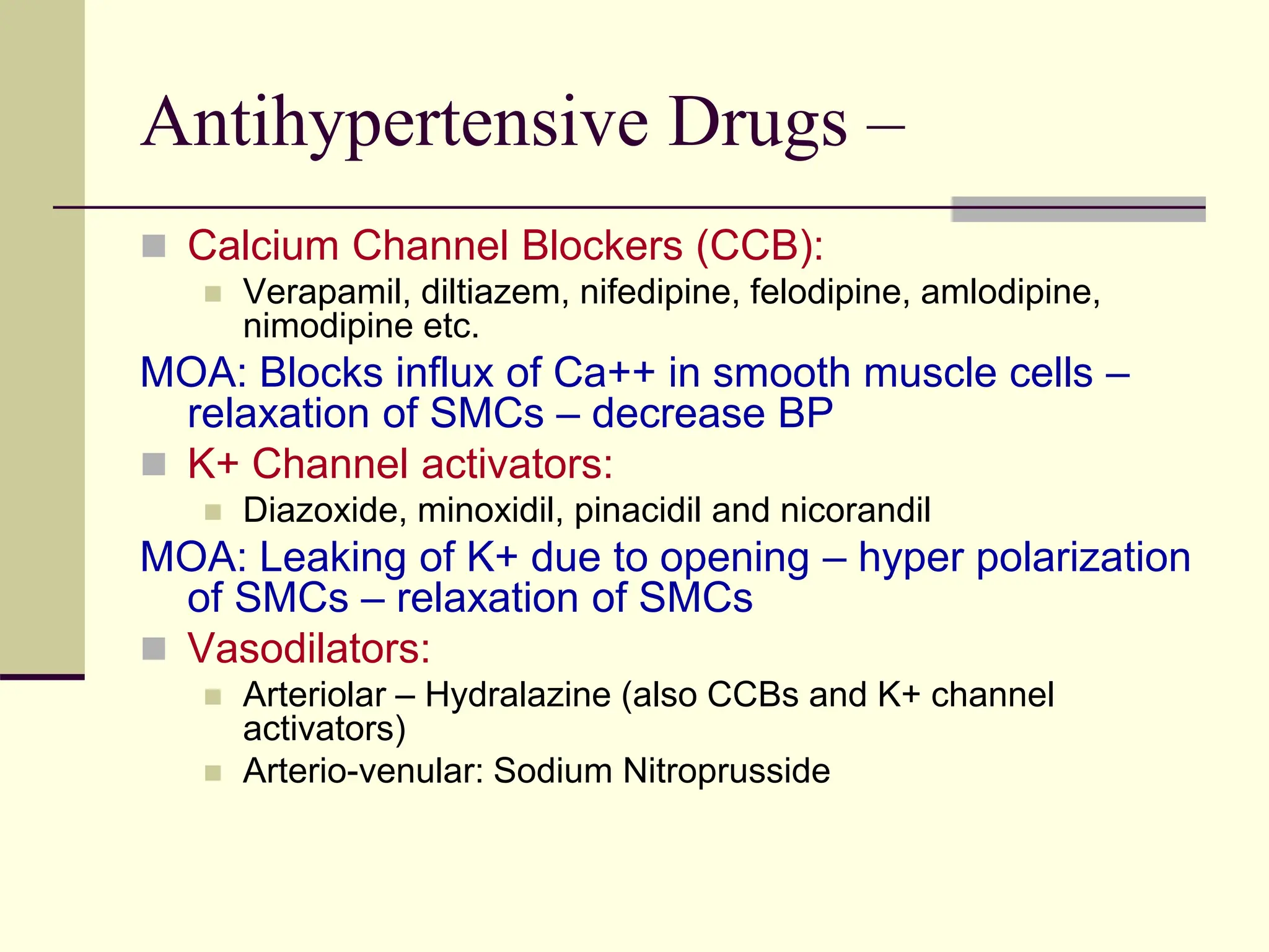ANTIHYPERTENSIVES DRUGS MOA , ADVERSE EFFECTS | PPT