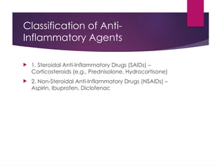 Anti Inflammatory, classification, mechanism. structure. | PPTX