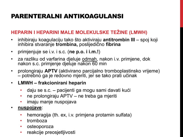 Antikoagulansi i fibrinolitici | PPT