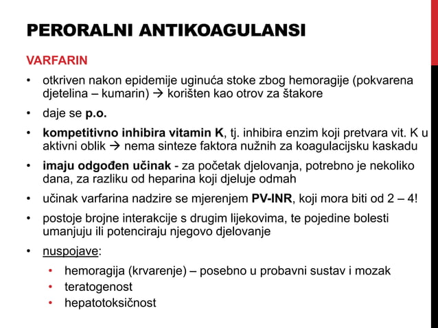Antikoagulansi i fibrinolitici | PPT