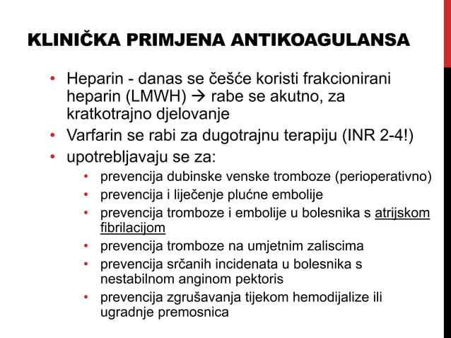 Antikoagulansi i fibrinolitici | PPT
