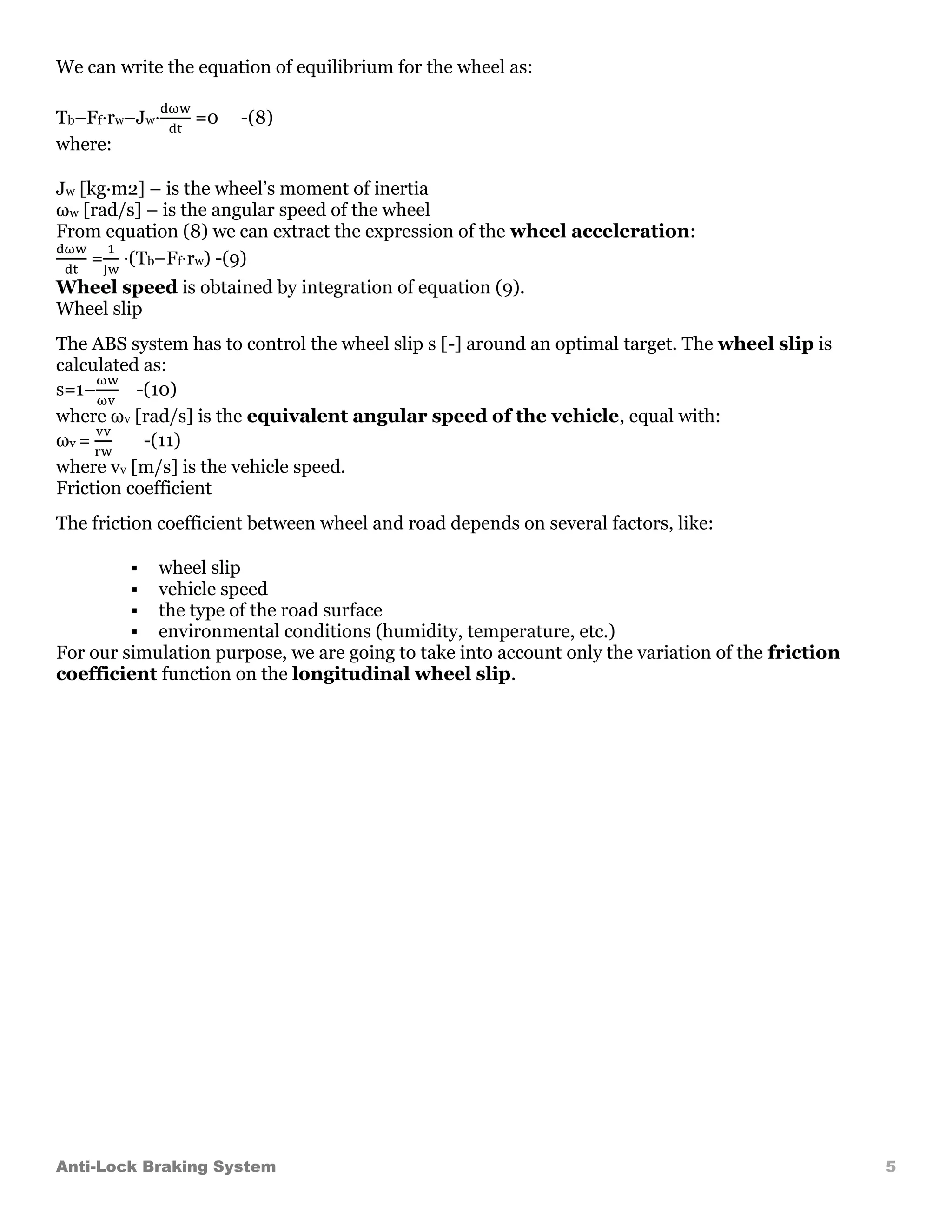 Anti lock braking (ABS) Model based Design in MATLAB-Simulink | PDF