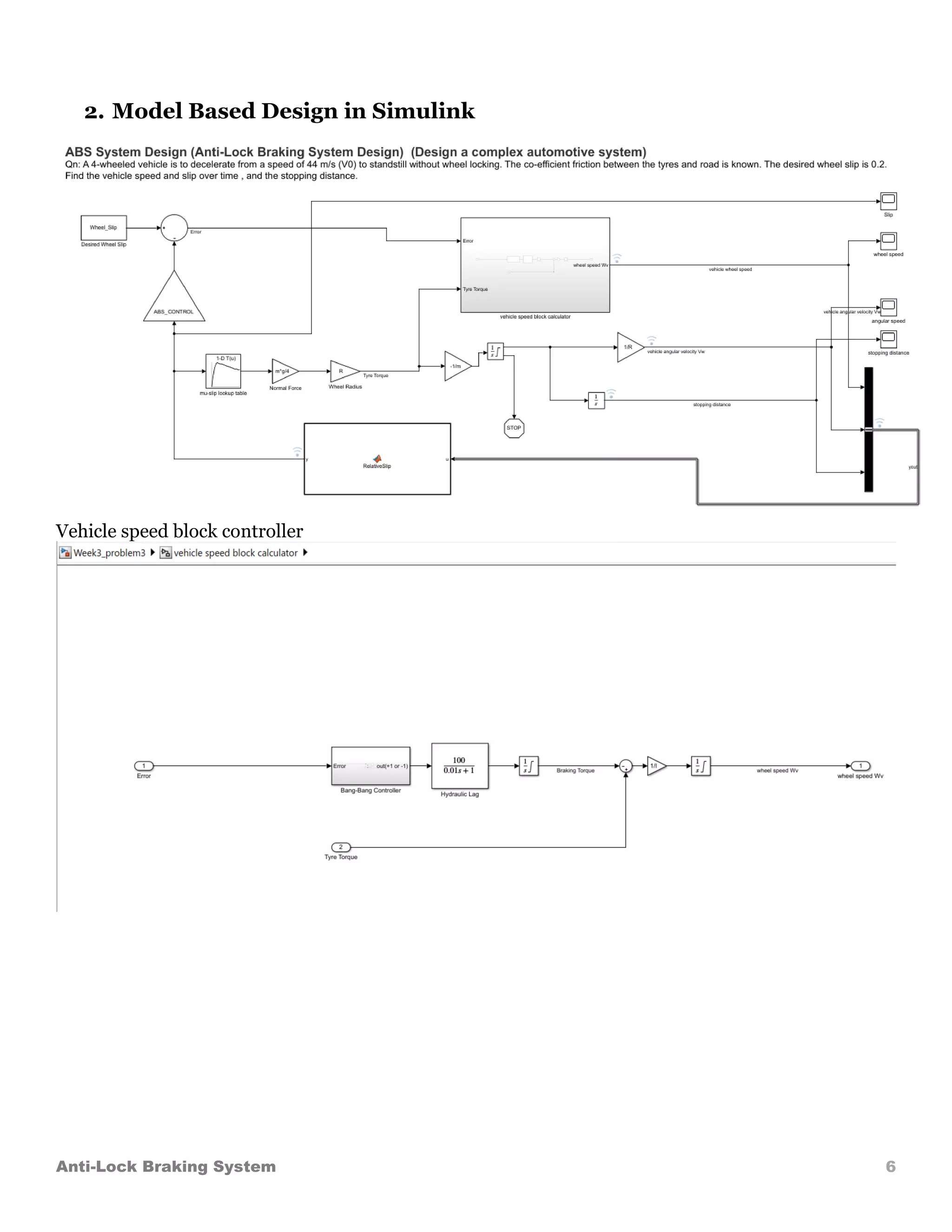 Anti lock braking (ABS) Model based Design in MATLAB-Simulink | PDF