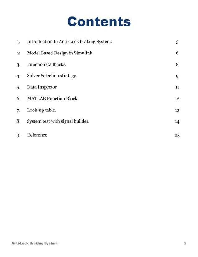Anti lock braking (ABS) Model based Design in MATLAB-Simulink | PDF ...
