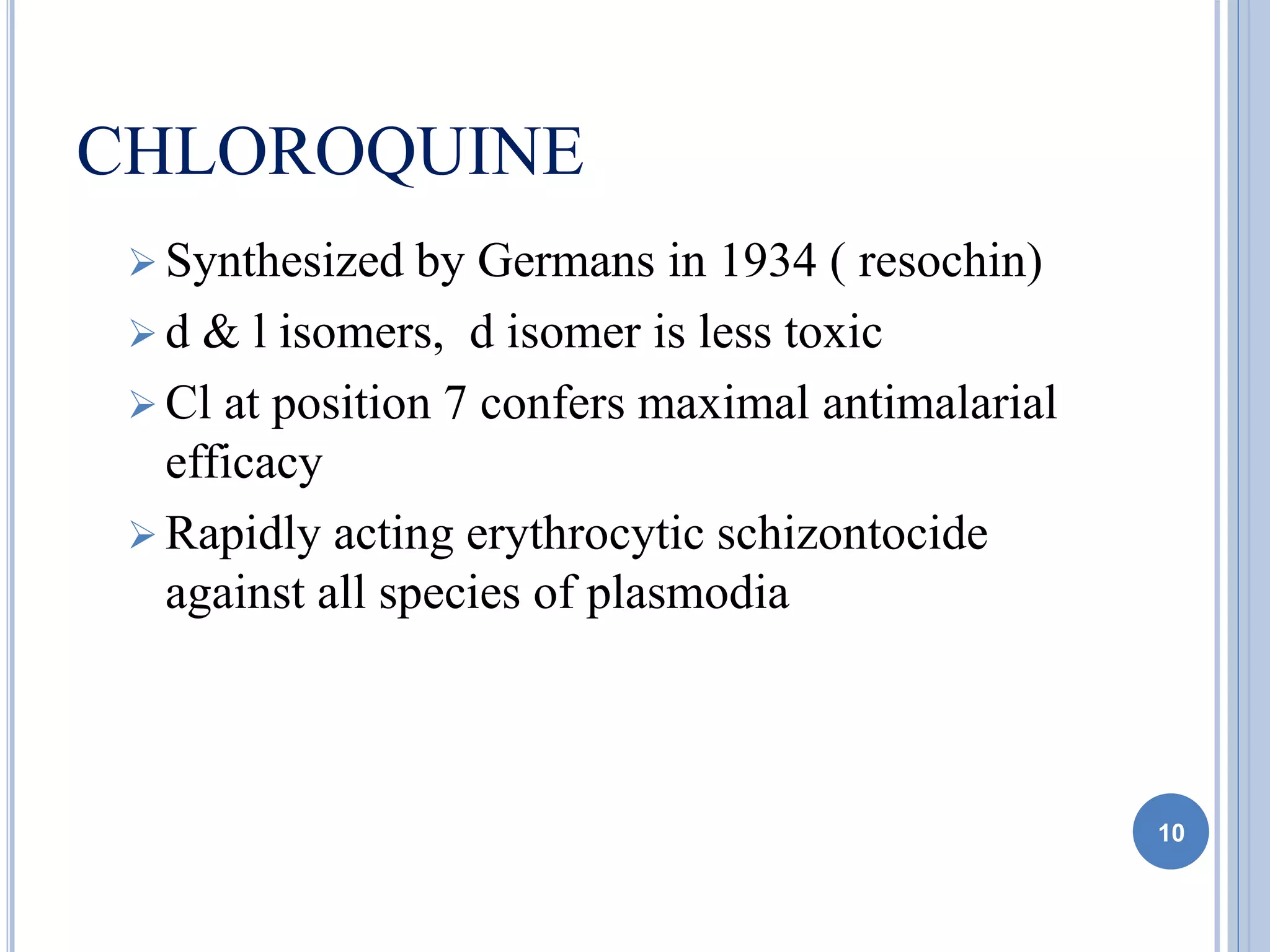 Anti malarial drug classification | PDF