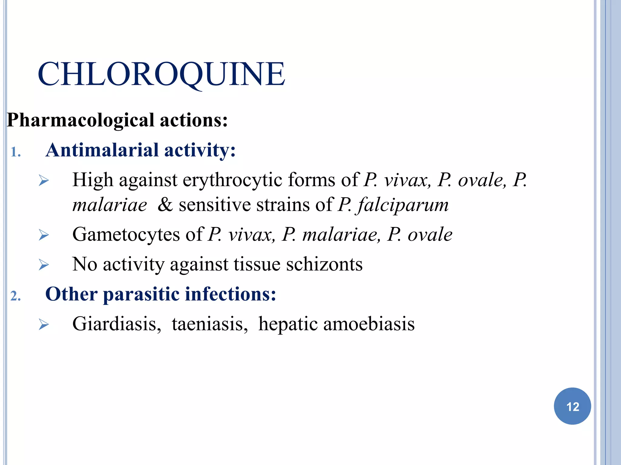 Anti malarial drug classification | PDF