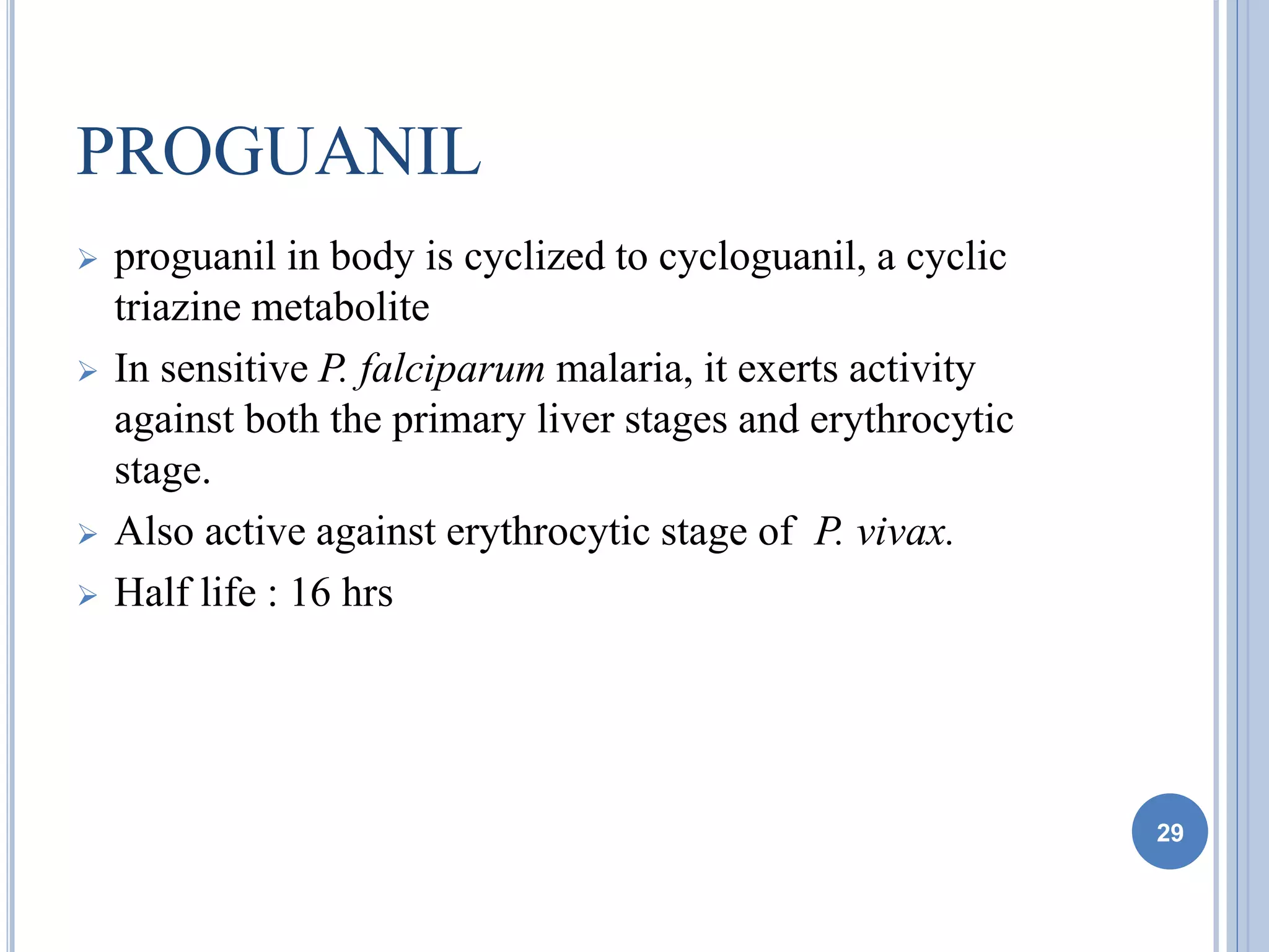 Anti malarial drug classification | PDF