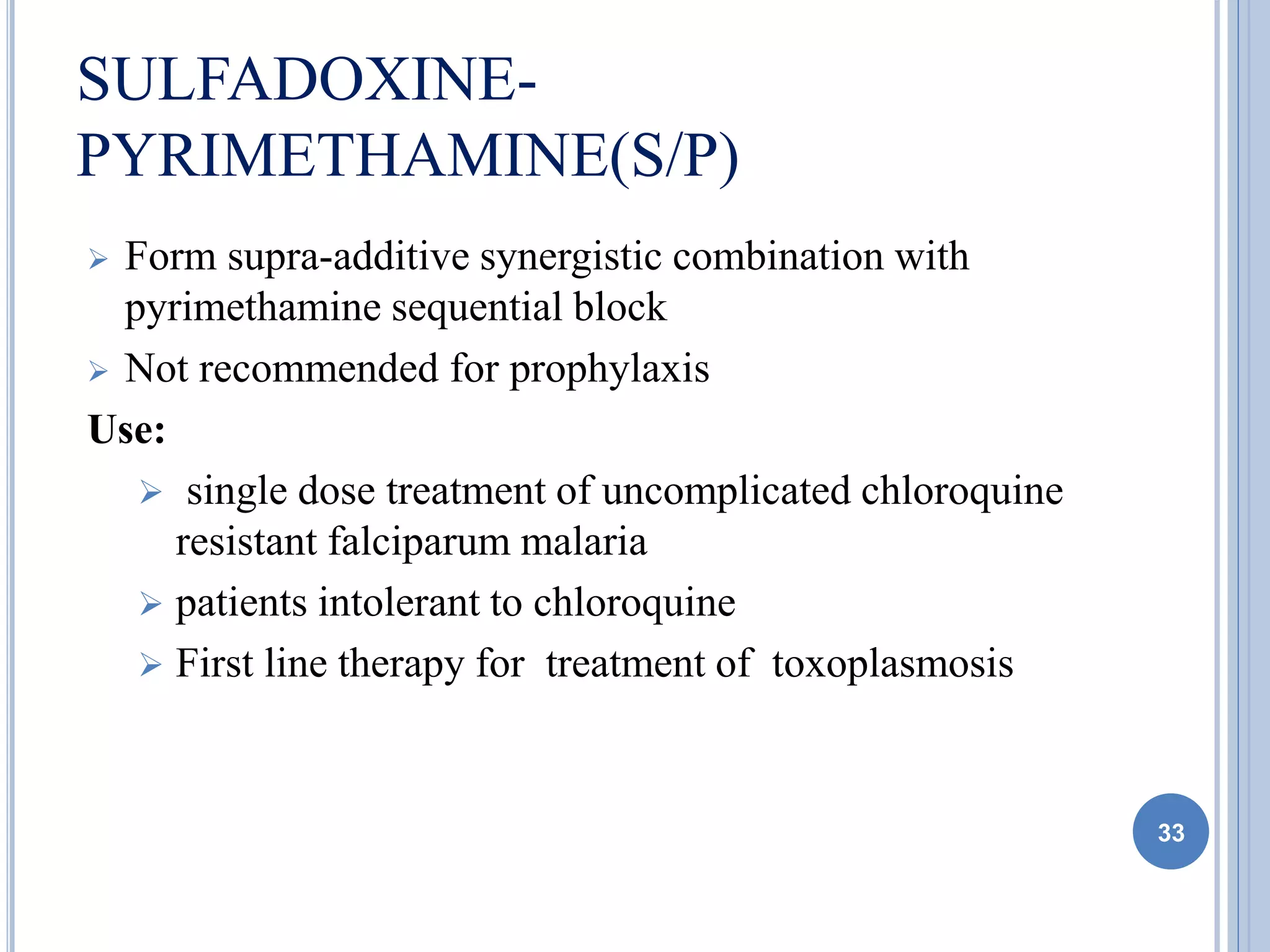 Anti malarial drug classification | PDF