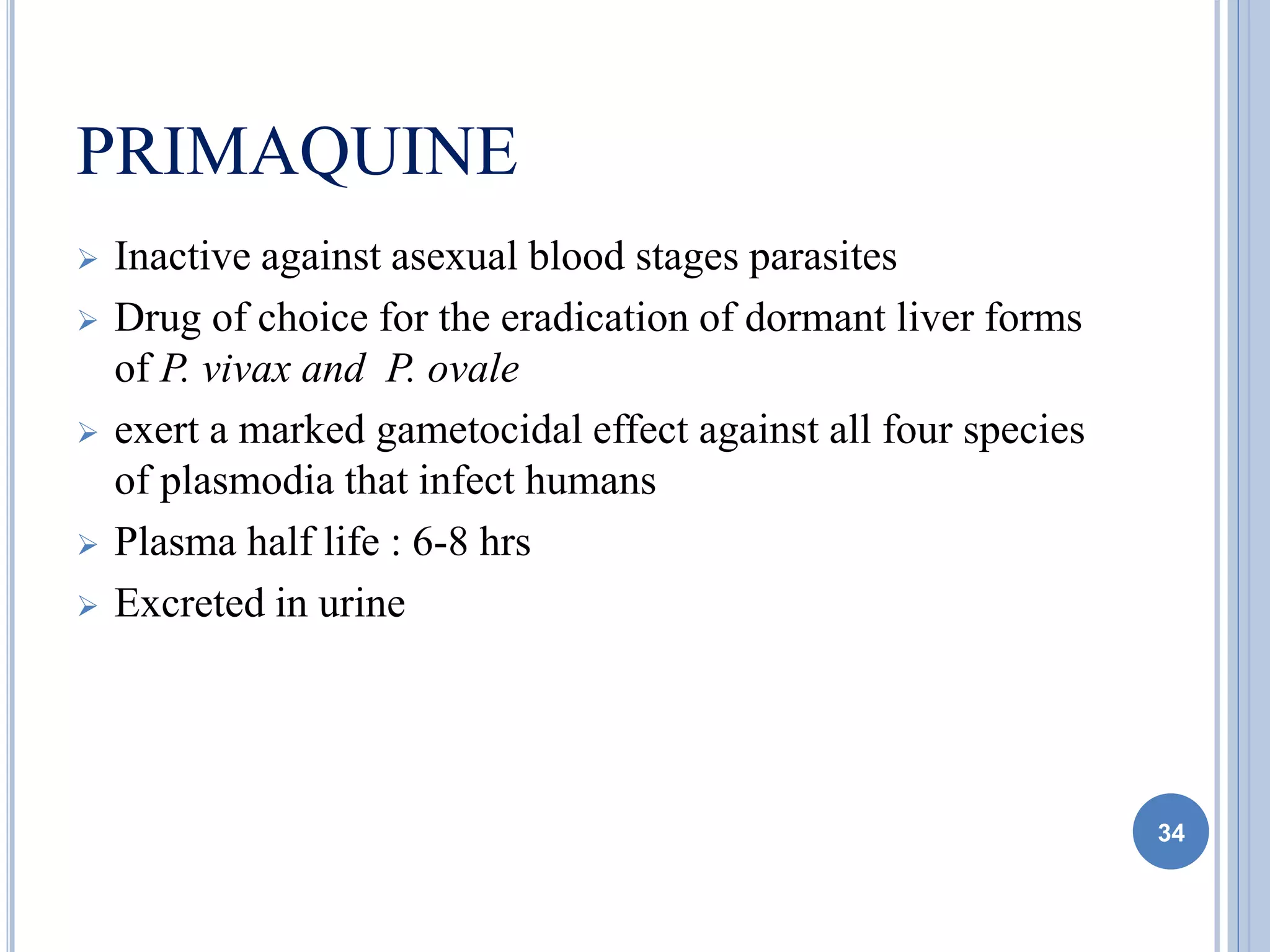 Anti malarial drug classification | PDF
