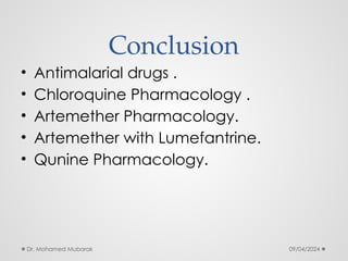 Antimalarial drugs important very drug.pptx