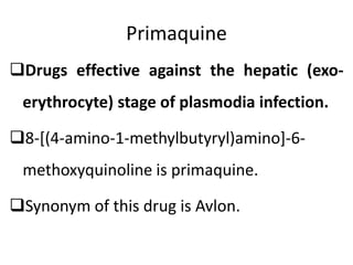 Antimalarial Drugs.pptx Pharm. D # year MC | PPTX