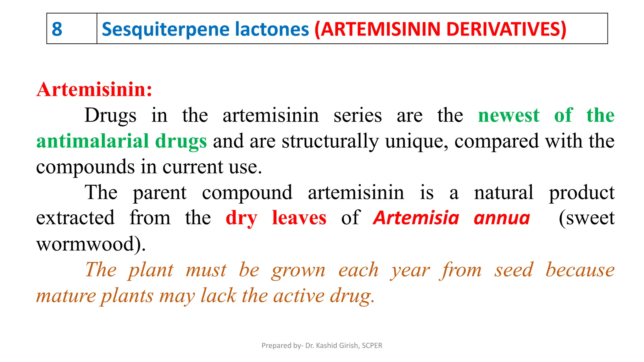 Antimalarials- History, Classification, SAR and Mechanism of action | PDF